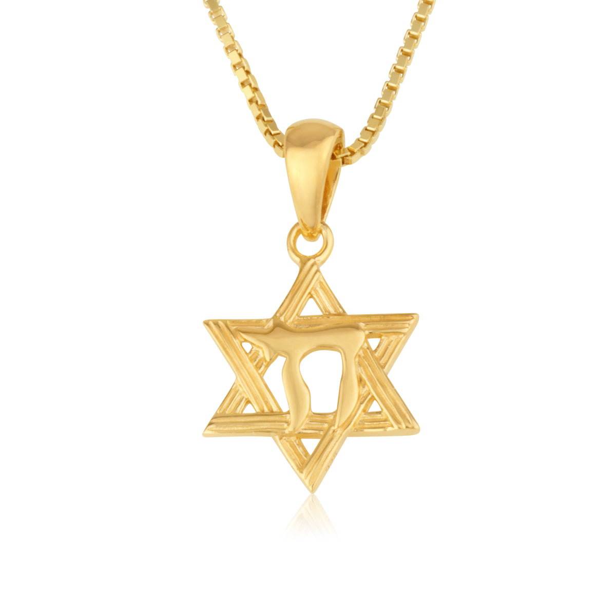 Chai star of David pendant gold - City of David Store